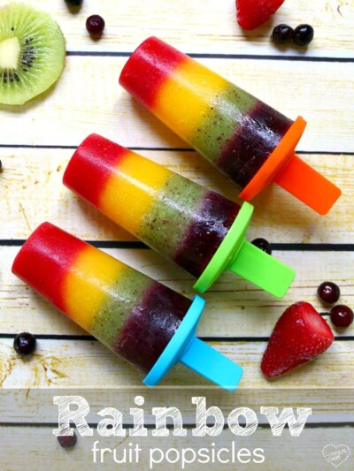 Rainbow Popsicles with Fresh Fruit and Juice - Frozen Fruit / Fresh