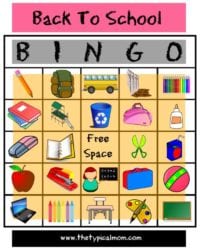 Free Printable Back to School Bingo · The Typical Mom