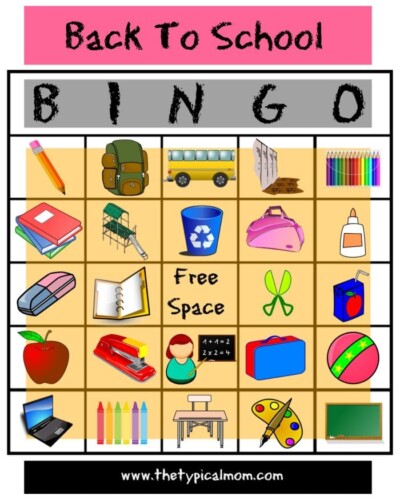 Free Printable Back to School Bingo · The Typical Mom