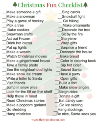 Free Christmas Activities for Kids Checklist Printable PDF