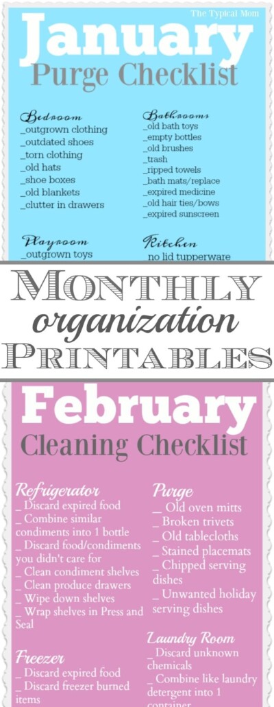 Free Organization Printables (Monthly Checklists)