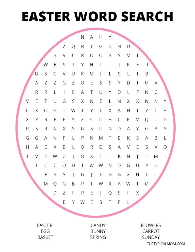 Free Easter Word Search Printable Kids - Easter Egg Word Search