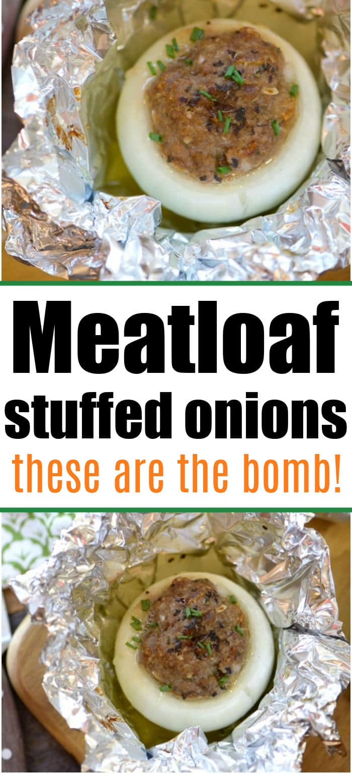 Oven Baked Meatloaf Stuffed Onions with Ground Beef