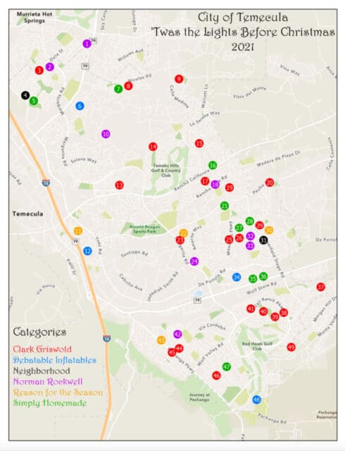 Christmas Lights Temecula Map - Tour Decorated Houses