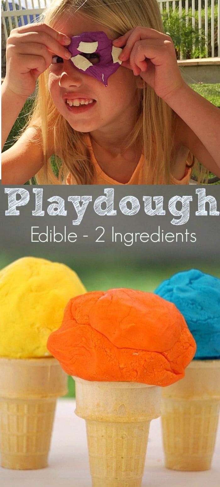 No Cook Edible Playdough (2 Ingredients)