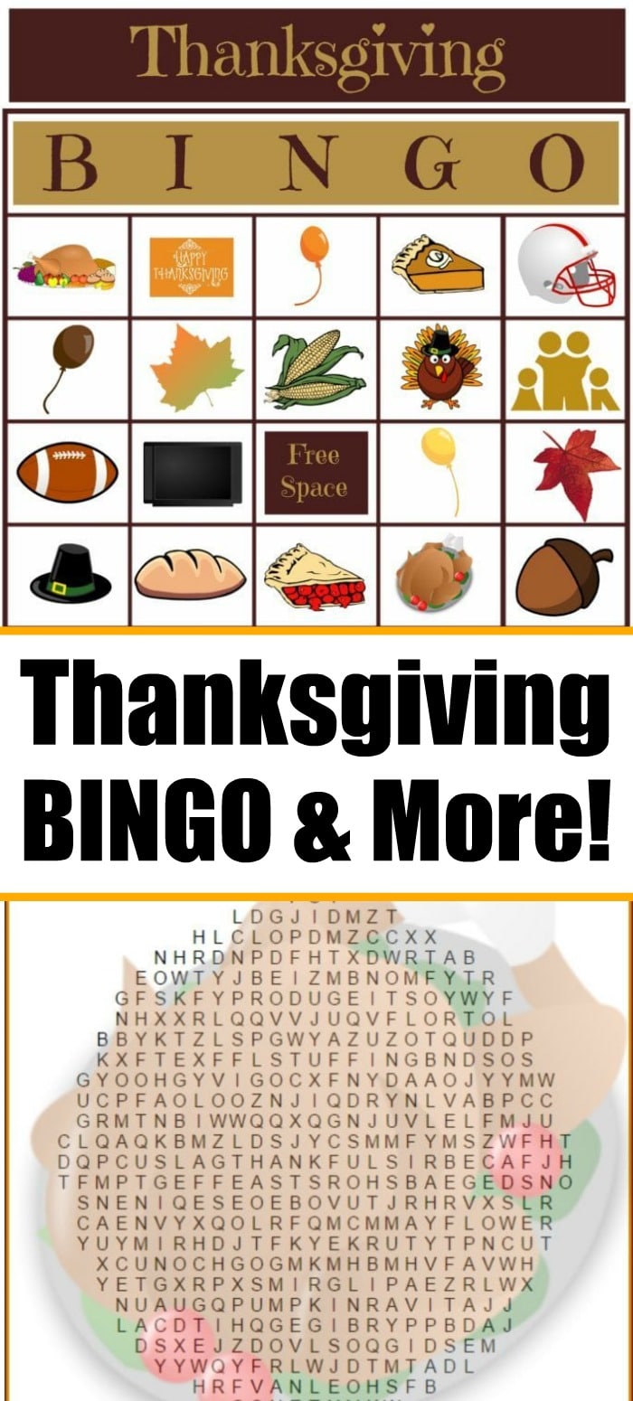 4 FREE Thanksgiving Bingo Printables PDF Game Cards