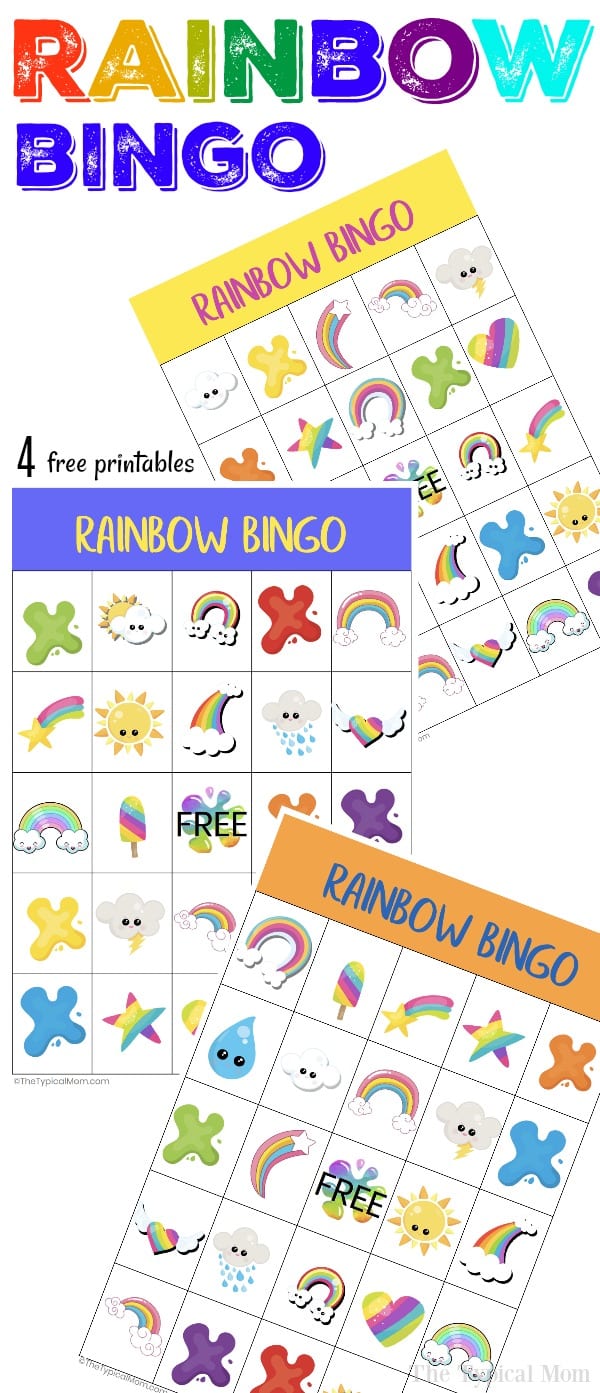 Free Rainbow Bingo Game - Rainbow Bingo Printable PDF Cards