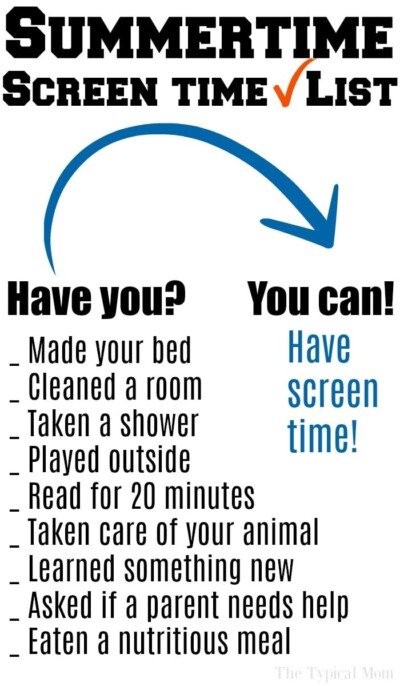 Free Screen Time Printable Chart Checklist - Screen Time Rules