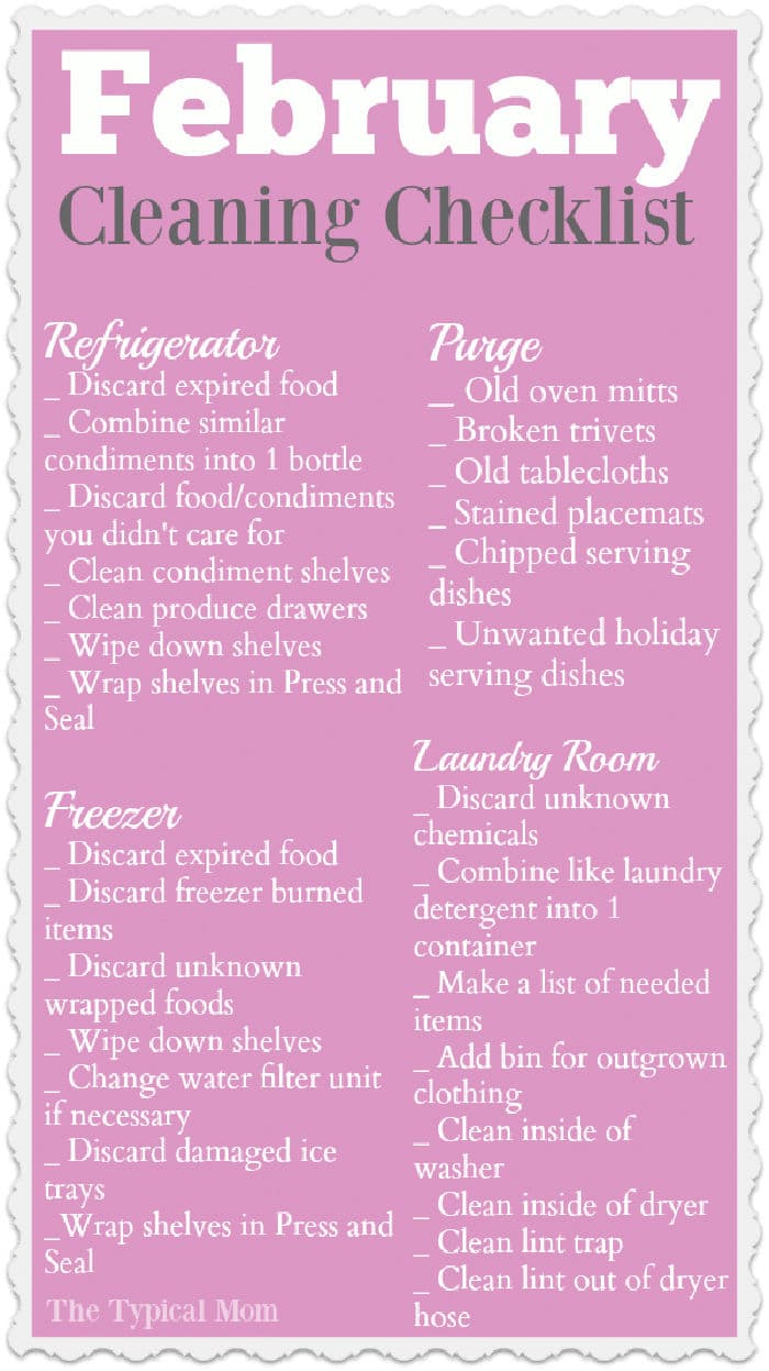 Free Printable February Cleaning Checklist PDF