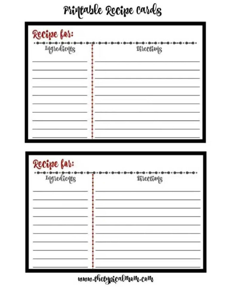 Free Printable Recipe Cards (PDF)