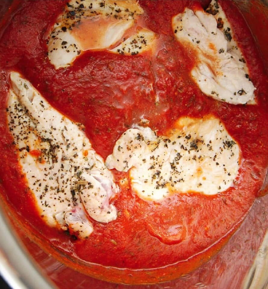 Instant Pot Chicken Parmesan (No Breading)