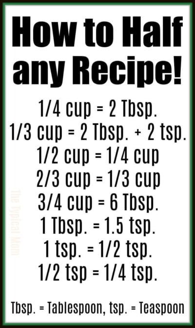 How to Half a Recipe (Free PDF Printable)
