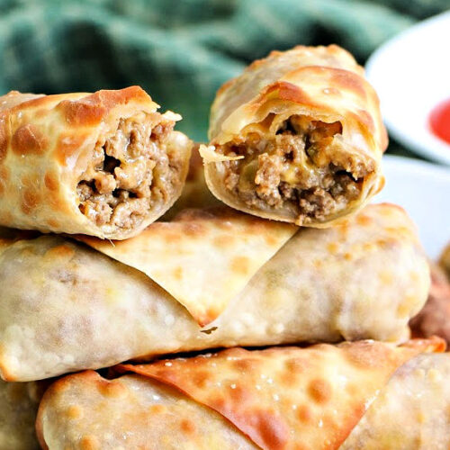 Air Fryer Ground Beef Egg Rolls - Deep Fried Instructions Too