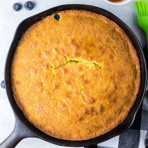 Jiffy Cornbread in Cast Iron Skillet (in Oven)