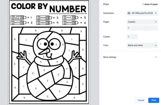 Free Winter Color by Number Printables · The Typical Mom