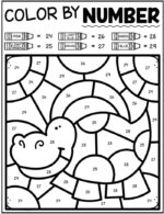 FREE Color by Number Animals - Alligator, Monkey, Lion, Elephant