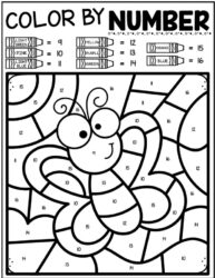 Free Spring Color by Number Easy Printables - Kindergarten PDF