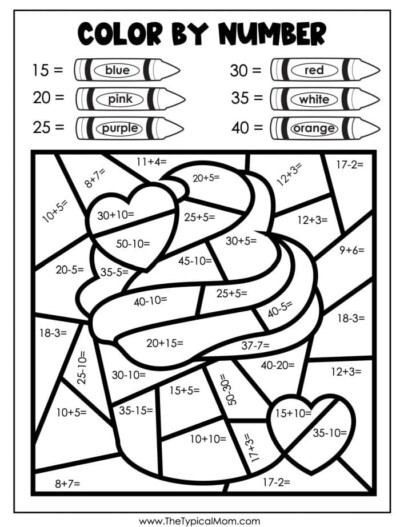 Free Valentines Day Color by Number Printables PDF