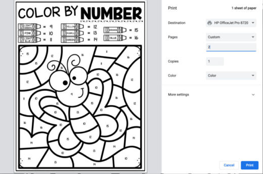 Free Spring Color by Number Easy Printables - Kindergarten PDF