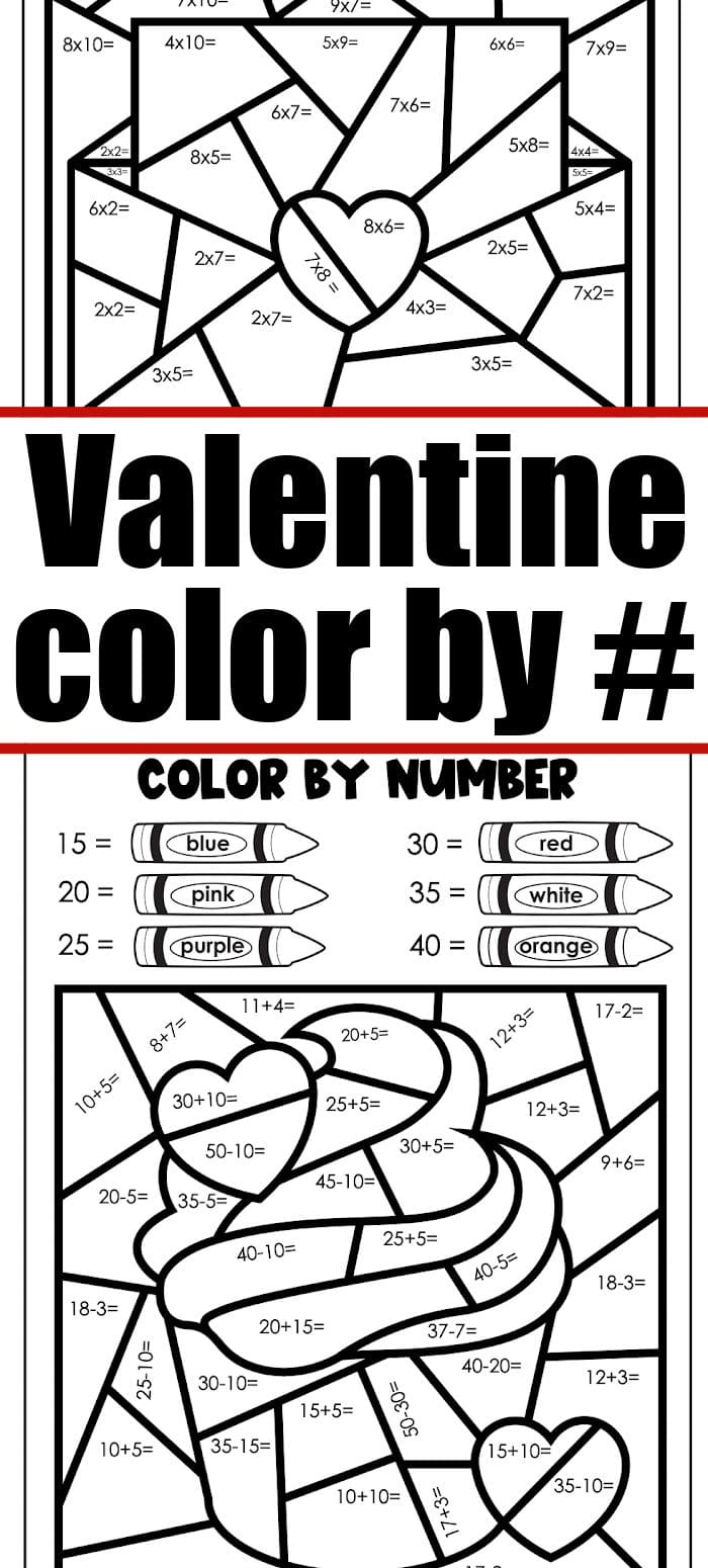 free valentines color by number printables - Valentines Day Color by ...