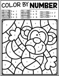 FREE Color by Number Animals - Alligator, Monkey, Lion, Elephant