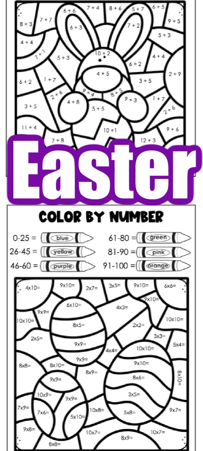 Free Easter Color by Number Coloring Pages Printables