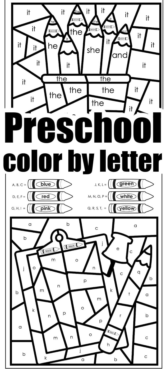 Free Color by Number Preschool Printables - Letter Recognition