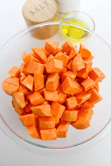 Cubed Sweet Potatoes in Oven (at 425)
