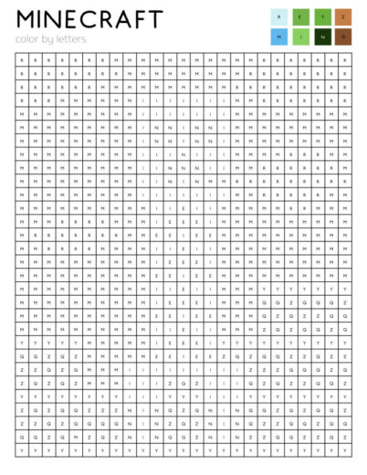 Free Minecraft Color by Number Pixel Art PDF