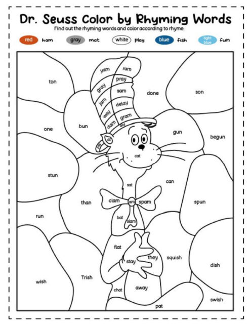 Dr Seuss Coloring Pages - Dr Seuss Color by Number PDF Sheets