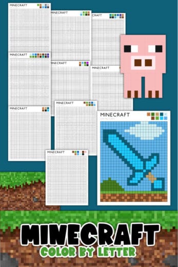 Free Minecraft Color by Number Pixel Art Printables