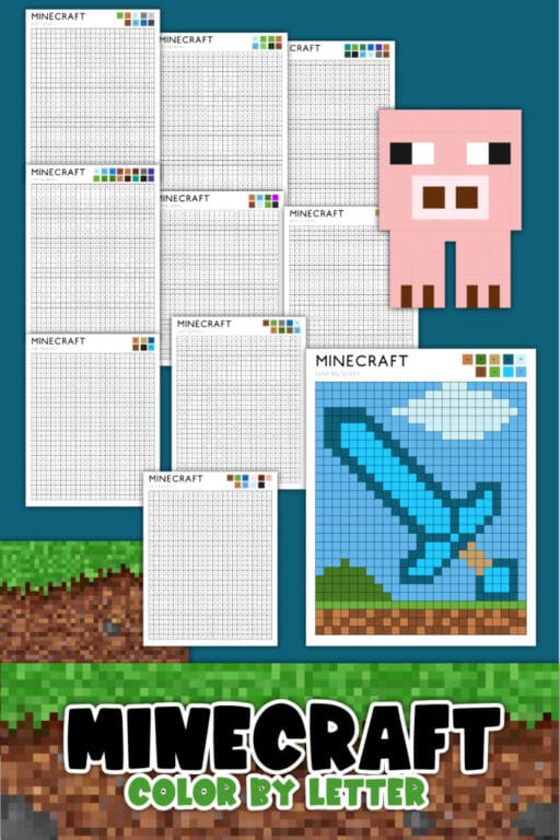 Free Minecraft Color by Number Pixel Art Printables