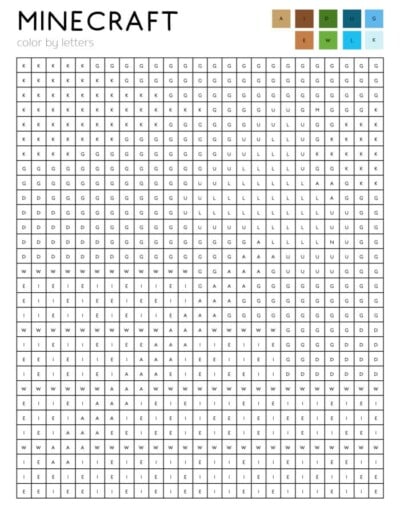 Free Minecraft Color by Number Pixel Art Printables