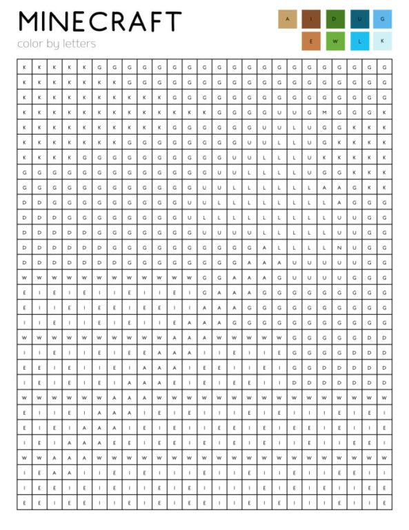 Free Minecraft Color by Number Pixel Art Printables