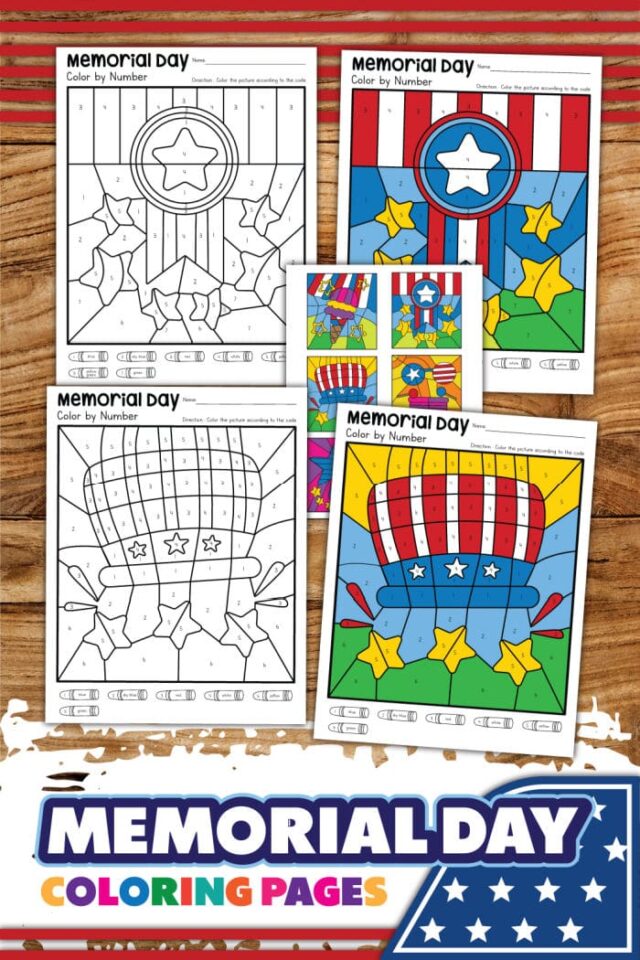 Free 4th of July Color by Number PDF Coloring Pages - Memorial