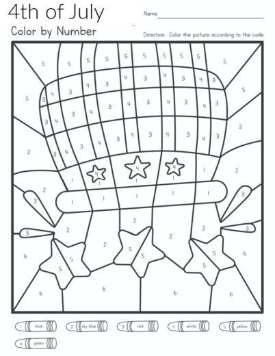 Free 4th of July Color by Number PDF Coloring Pages - Memorial