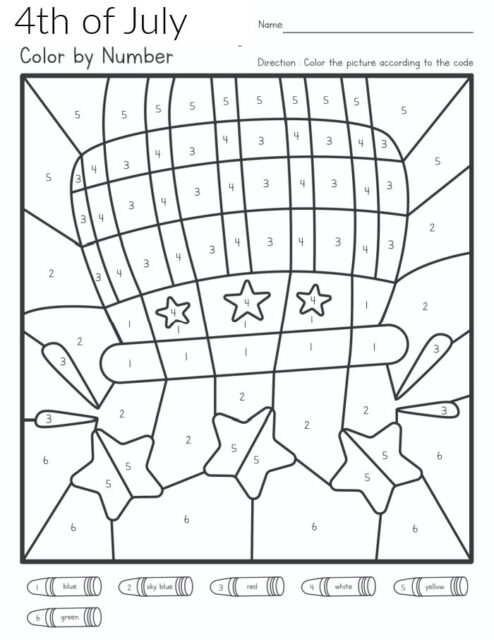 Free 4th of July Color by Number PDF Coloring Pages - Memorial
