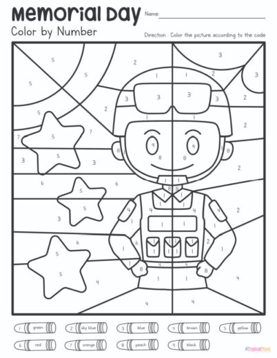 Free 4th of July Color by Number PDF Coloring Pages - Memorial