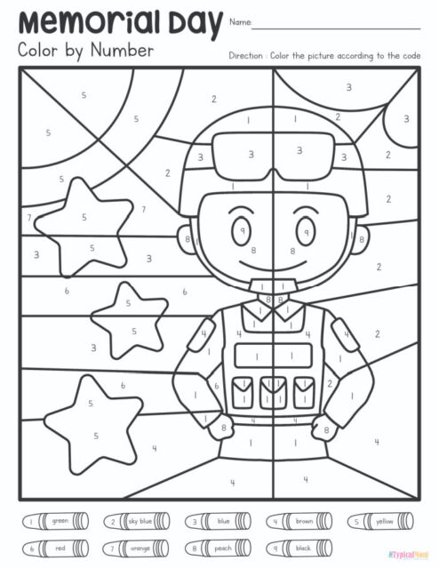 Free 4th of July Color by Number PDF Coloring Pages - Memorial