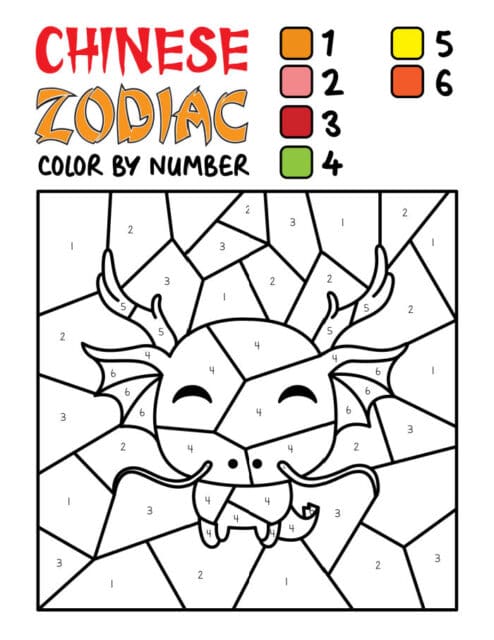 Chinese New Year Coloring Pages - Color by Number