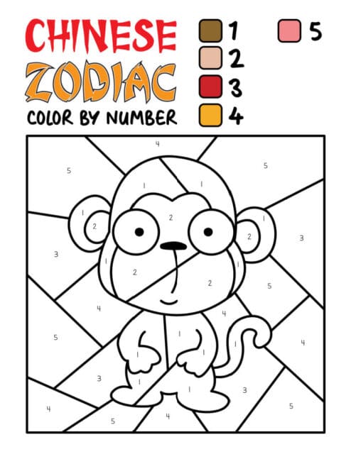 Free Color by Number Chinese New Year Coloring Pages