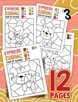 Free Color by Number Chinese New Year Coloring Pages