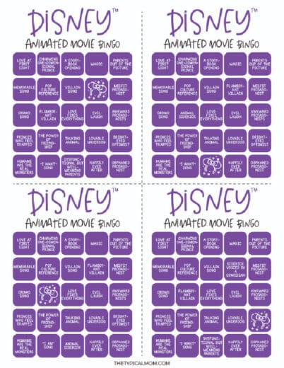 Free Disney Bingo Game - Disney Birthday Party Printables