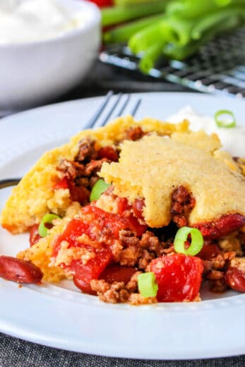Cowboy Cornbread Casserole - Chili Jiffy Cornbread Casserole