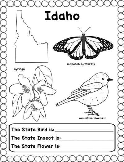 Free US States Worksheets PDF Printable Coloring Pages