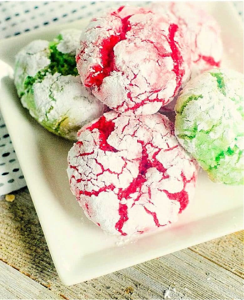 Easy Crinkle Cookies Recipe (Christmas Colored)