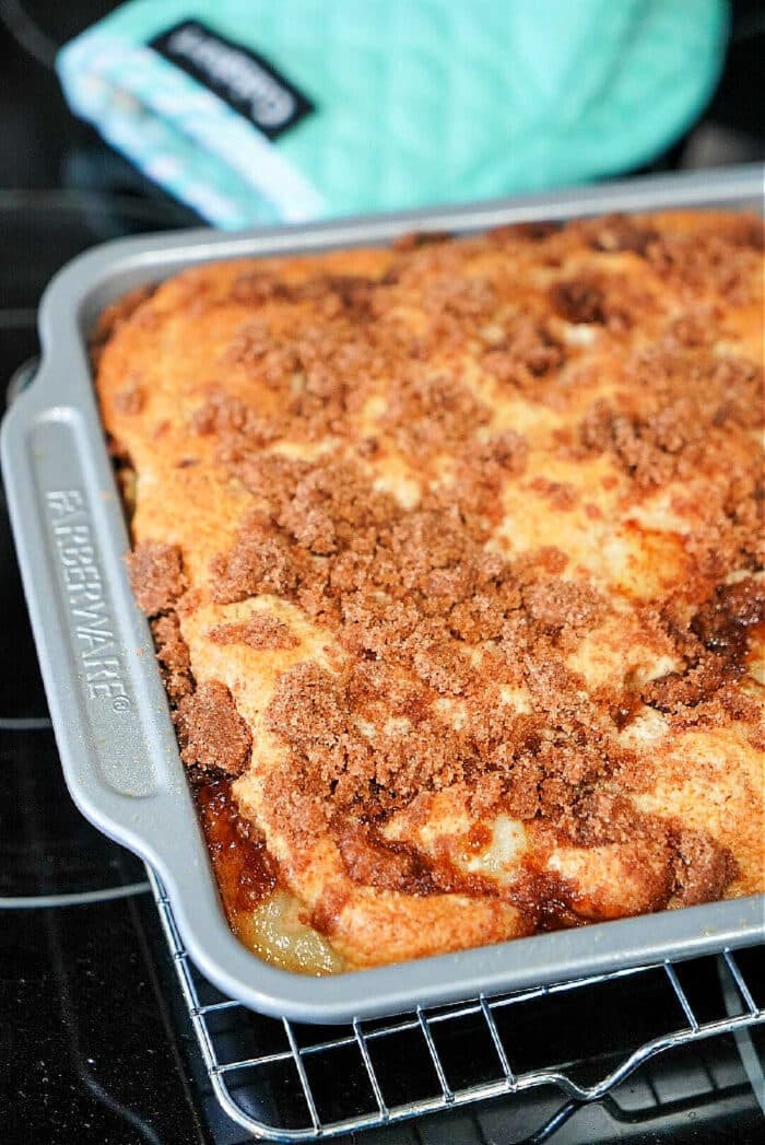 3 Ingredient Dump Cake with Canned Fruit and Egg - Peach - Pear