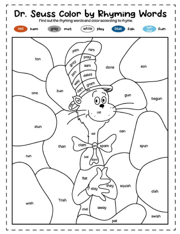 Dr Seuss Coloring Pages - Dr Seuss Color by Number PDF Sheets