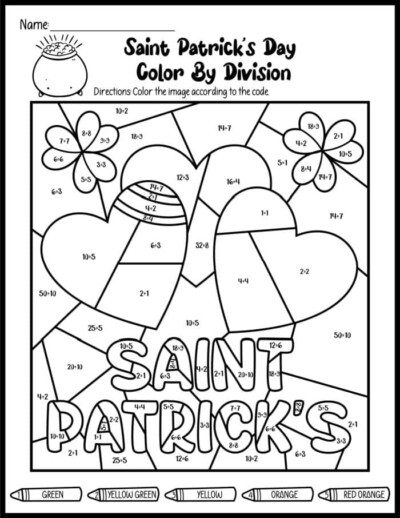 Free St Patricks Day Color by Number Printables for Kids PDF