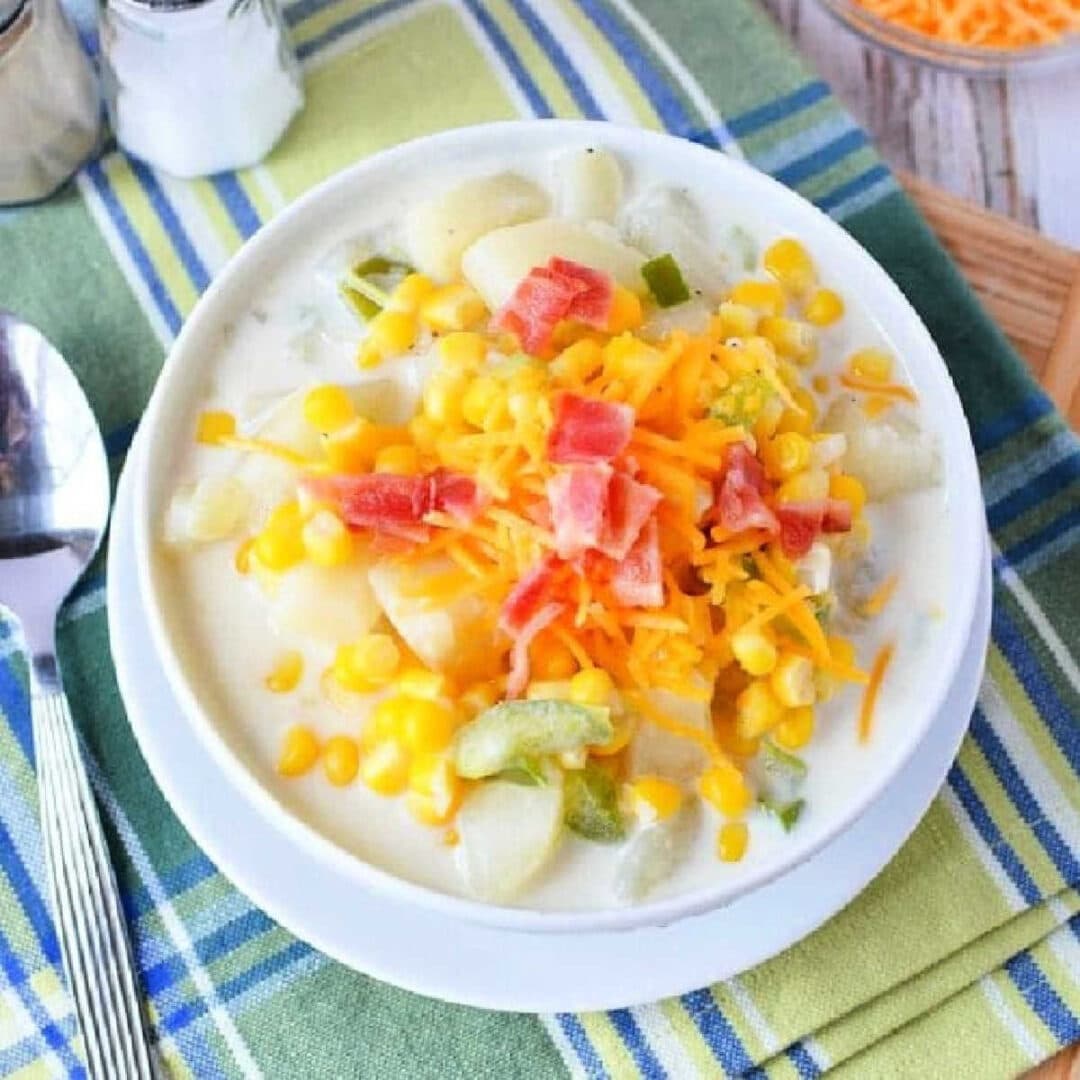 Easy Slow Cooker Corn Chowder (with Bacon)